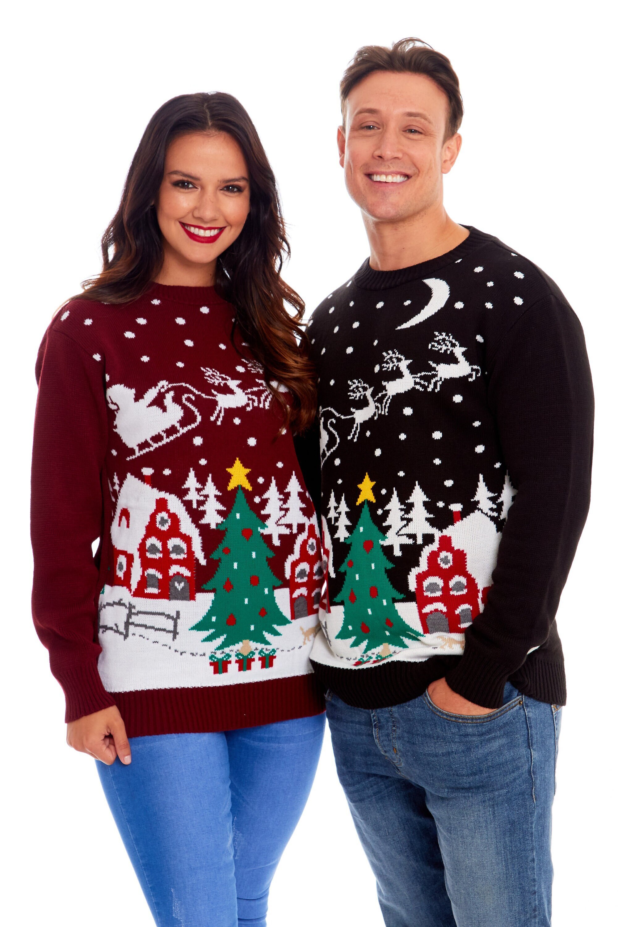 Christmas Family Jumper Matching Santa Night Sky Fairisle Vintage Merry ...