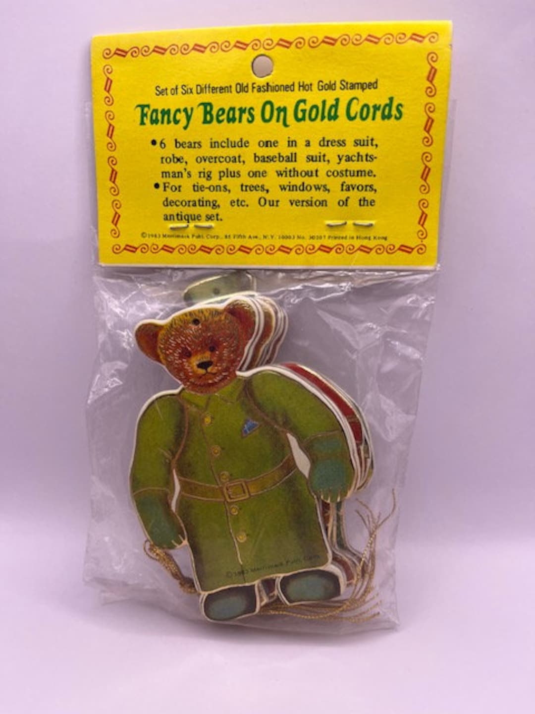 Fancy Bears on Gold Cords Six Bears Including One in a Dress Suit Die ...