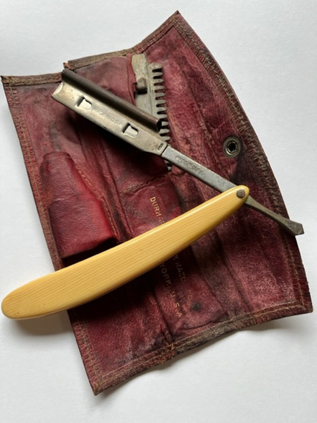 Vintage Strait Razor Leather Case Made in USA by Durham Duplex Razor ...