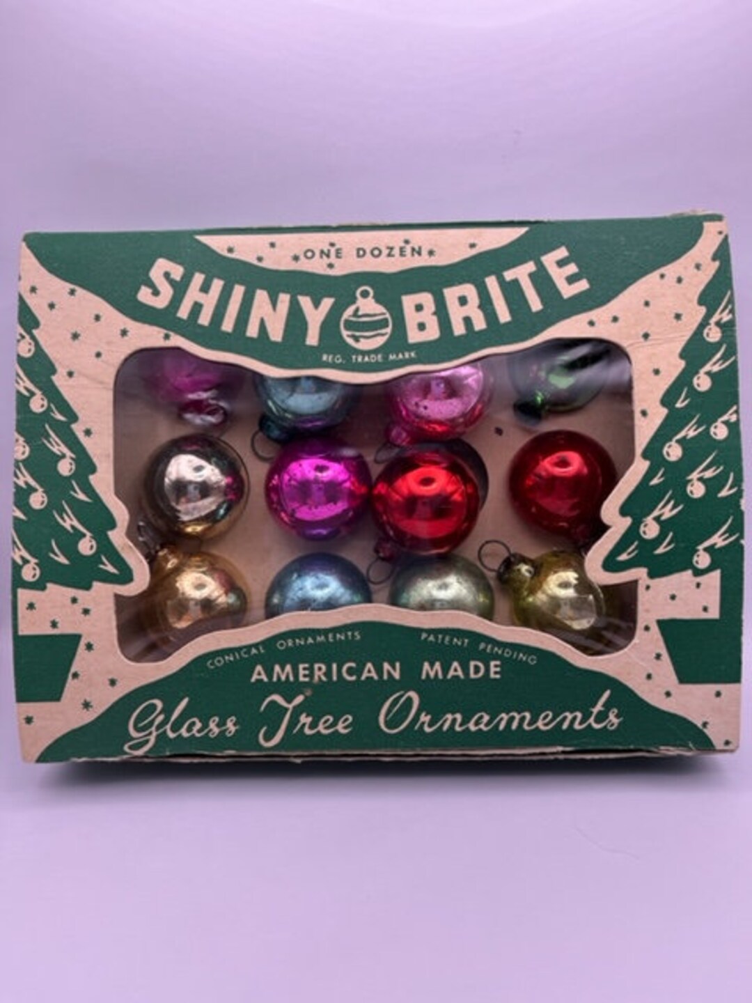 Christmas Ornaments Shinny Brite Small Glass Balls One Dozen Tree ...