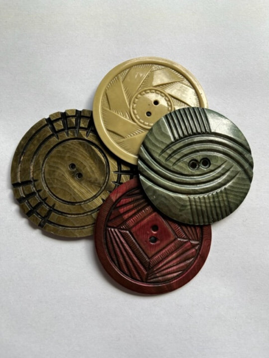Celluloid Button , Four Assorted Vintage Celluloid Coat Buttons Pressed ...