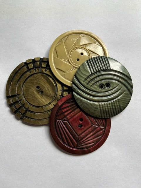 Celluloid Button , Four Assorted Vintage Celluloid Coat Buttons Pressed ...