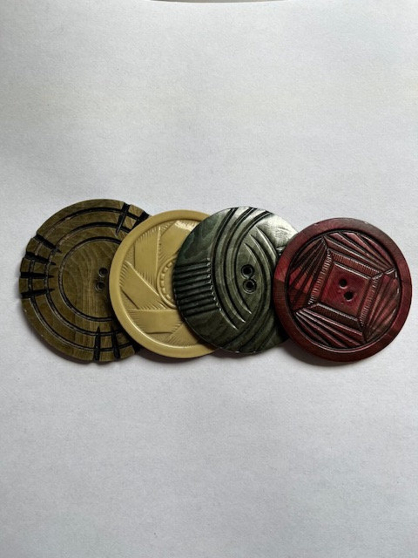 Celluloid Button , Four Assorted Vintage Celluloid Coat Buttons Pressed ...