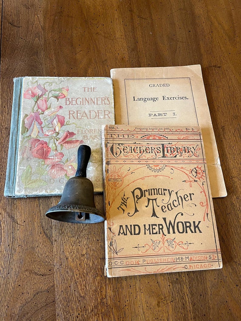 Victorian Teachers Antique Tools, Includes a Brass Bell and Three ...