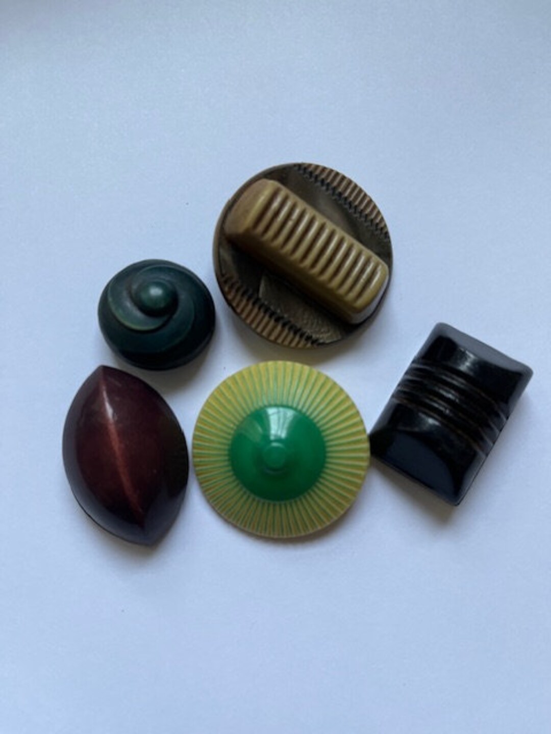 Celluloid Buttons From the 1930's Set of Five Assorted Colors and ...