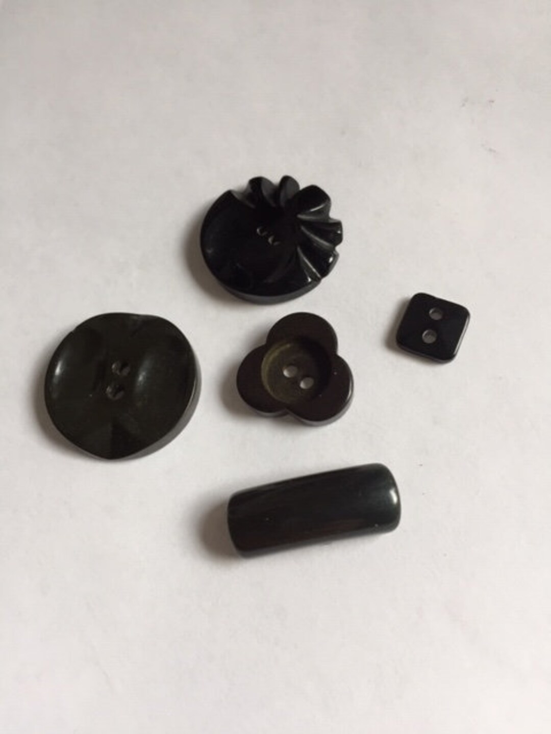 Vintage Black Bakelite Buttons Five Assorted - Etsy