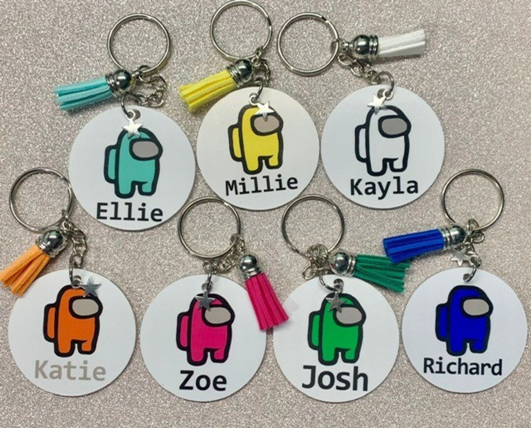 Personalised Among Us Keyring, Any Name, Any Colour, Novelty Gift ...