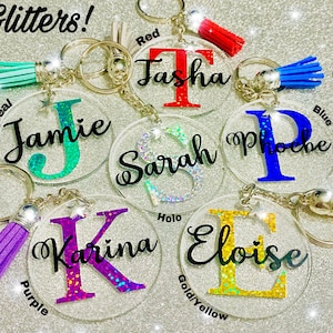 Personalised Keyring, Any Letter, Any Name, Any Colour, Novelty Gift ...