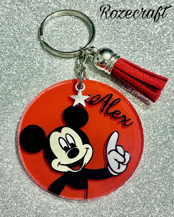 Mickey Mouse Disney Inspired Personalised Keyring. Handmade - Etsy