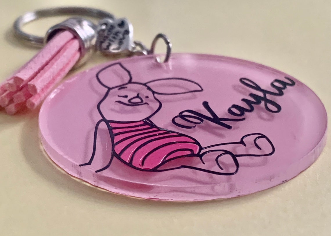 Winnie the Pooh Piglet Disney Inspired Personalised Keyring. - Etsy