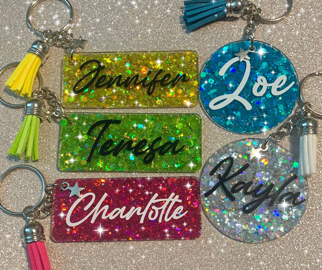 Personalised Keyring, Glitter Resin! Any Name/words All Colours ...