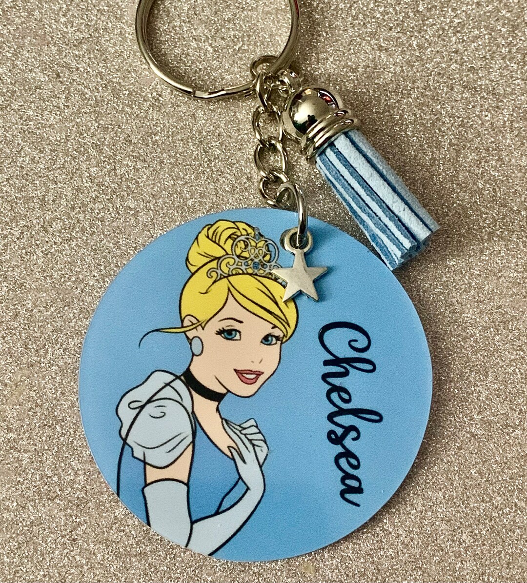 Cinderella Disney Inspired Personalised Keyring. Handmade Novelty Gift ...