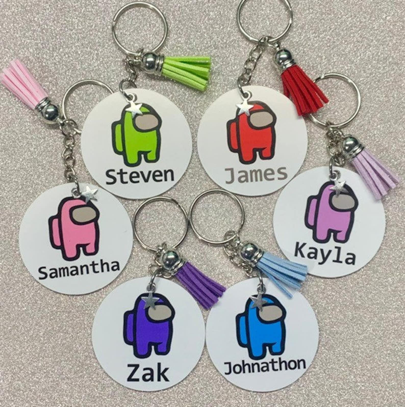 Personalised Among Us Keyring, Any Name, Any Colour, Novelty Gift ...