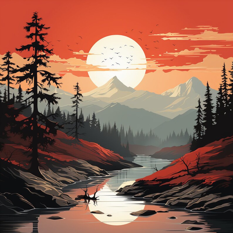 Vector Art Landscape - Etsy