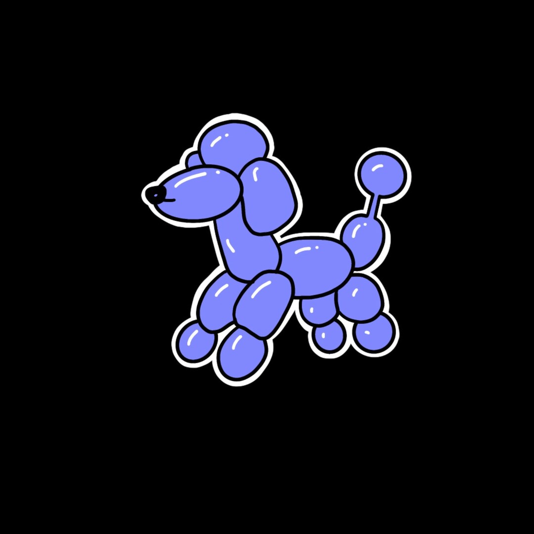 Poodle Balloon - Waterproof Sticker - Etsy