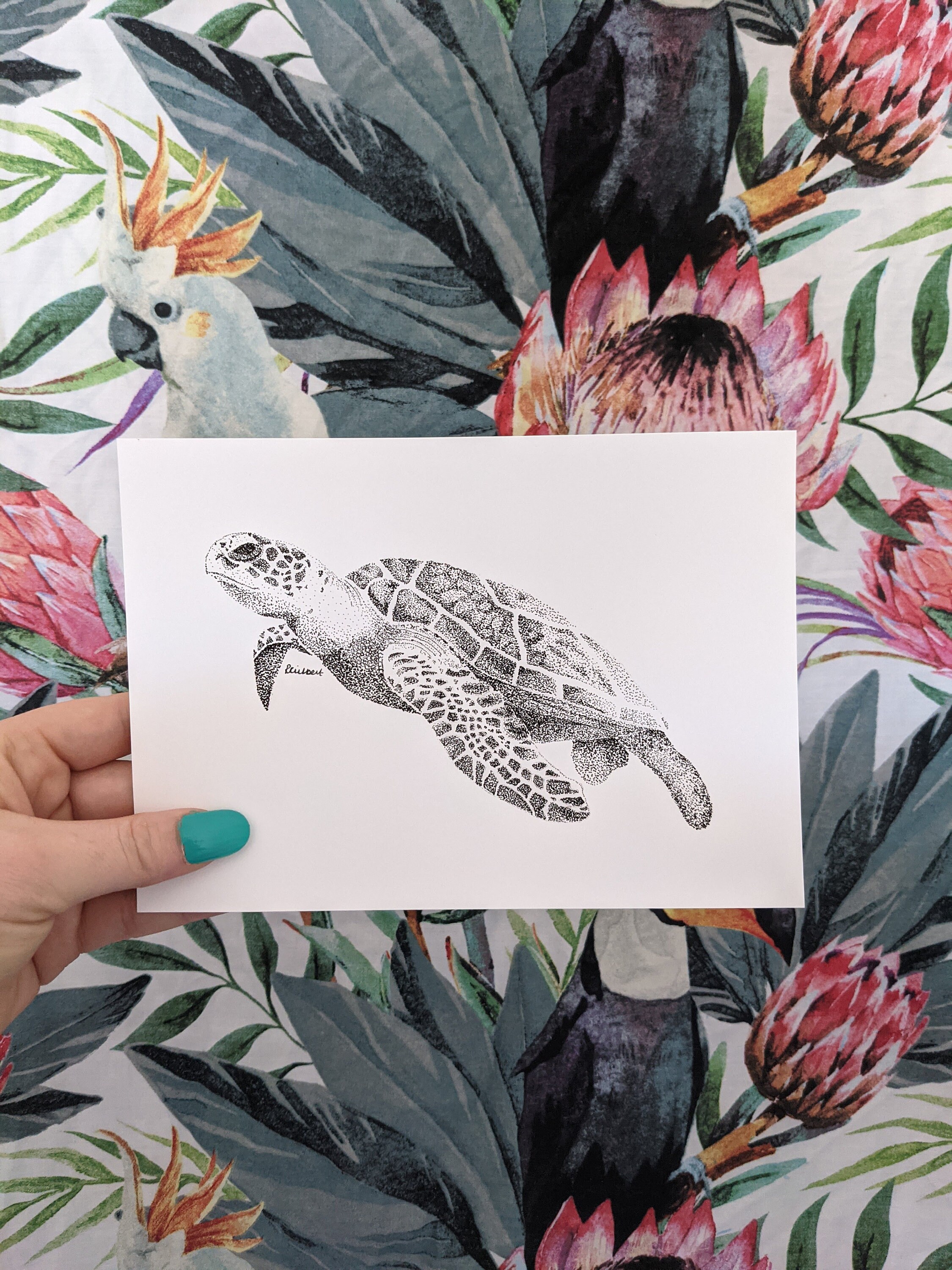 Animal Art Pointillism Art Sea Turtle Art Print Art Print - Etsy