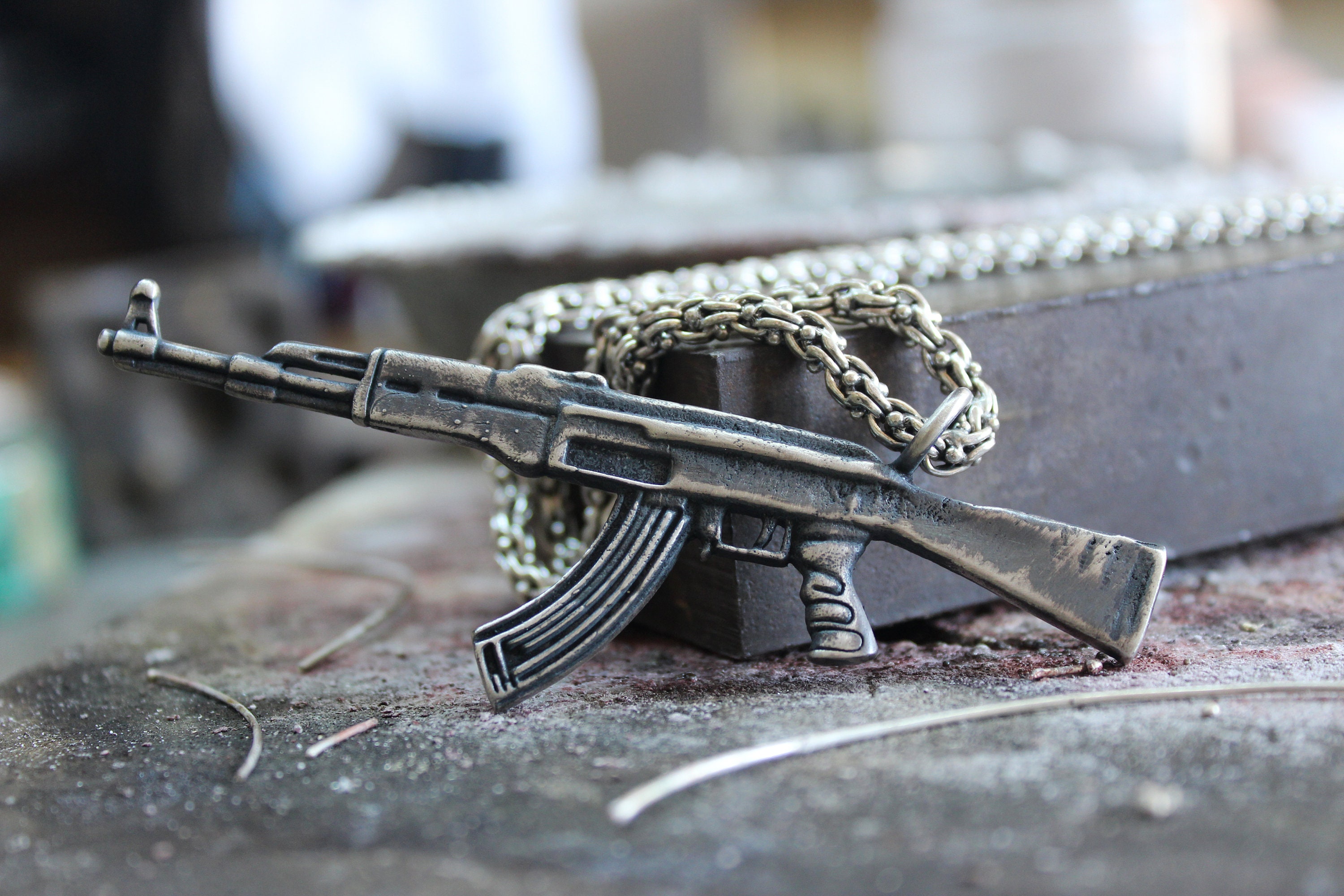 Sterling Silver AK-47 Rifle Necklace Bold and Edgy Jewelry - Etsy