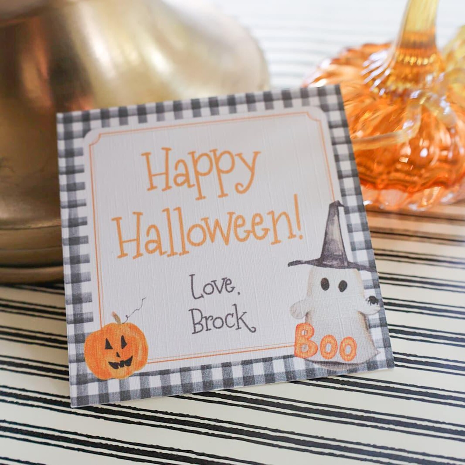 Halloween Gift Tag | Watercolor Halloween Gift Tag | Pumpkin Tag ...