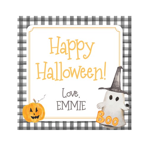 Halloween Gift Tag Watercolor Halloween Gift Tag Pumpkin - Etsy