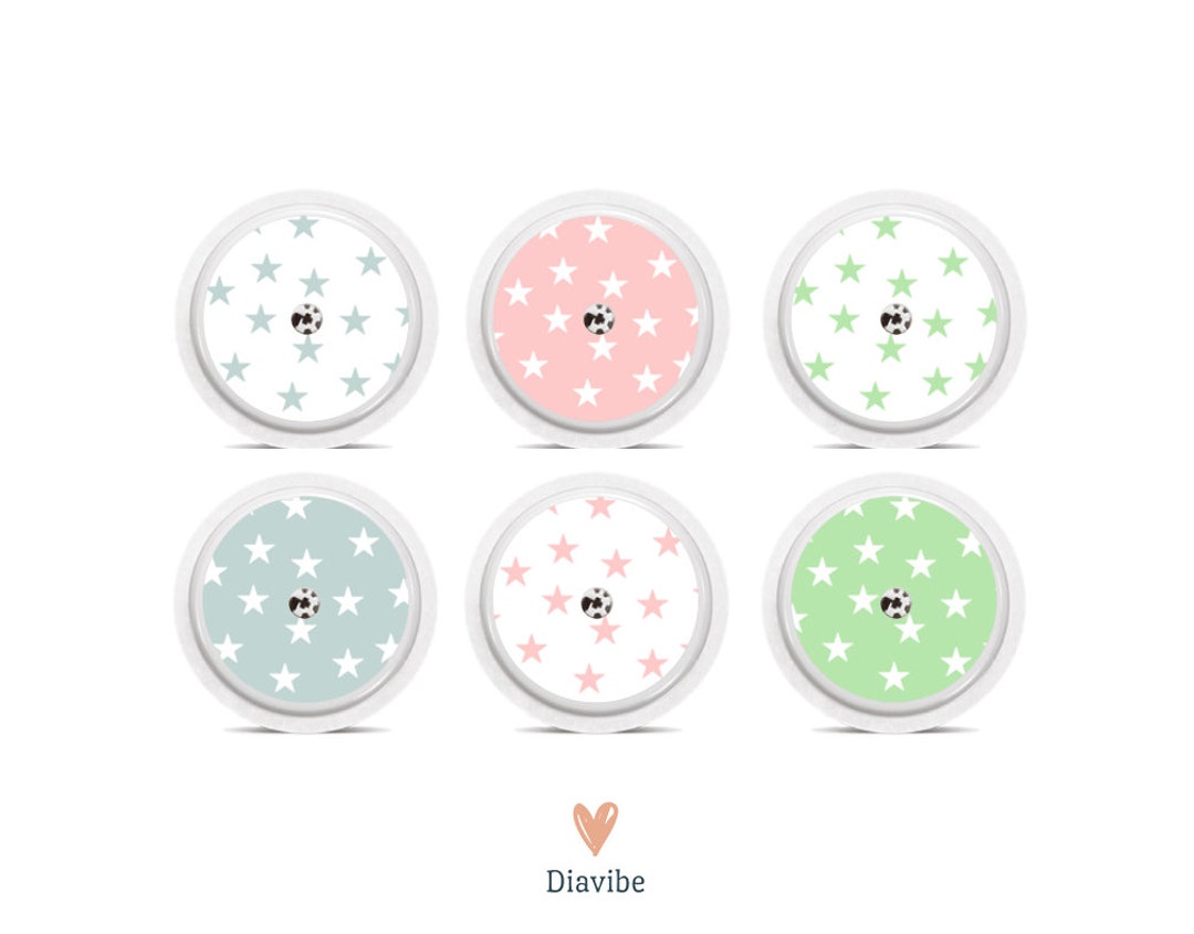 Freestyle Libre Sensor Stickers Pastel Stars Vinyl Set of 6 FSL ...