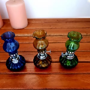 Vintage Miniature Mini Cobalt Glass Kerosene Oil Lamp Limited Stocks ...