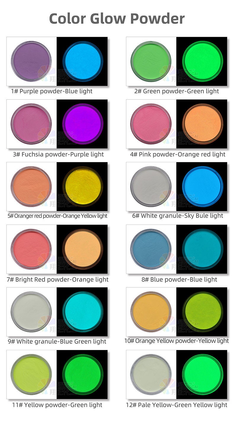 Color Glow in the Dark Pigment Powder Nail Glitter Décor Paint Coating ...