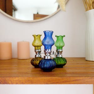 Vintage Miniature Mini Cobalt Glass Kerosene Oil Lamp Limited Stocks ...