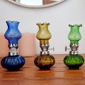 Vintage Miniature Mini Cobalt Glass Kerosene Oil Lamp Limited Stocks ...