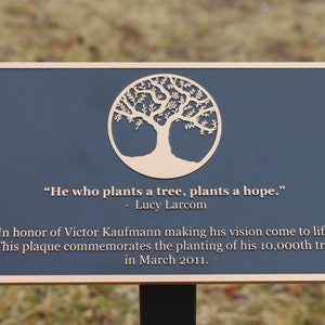 Bronze Plaque - Garden Stake Mount - Tree of Life Dedication Plaque ...