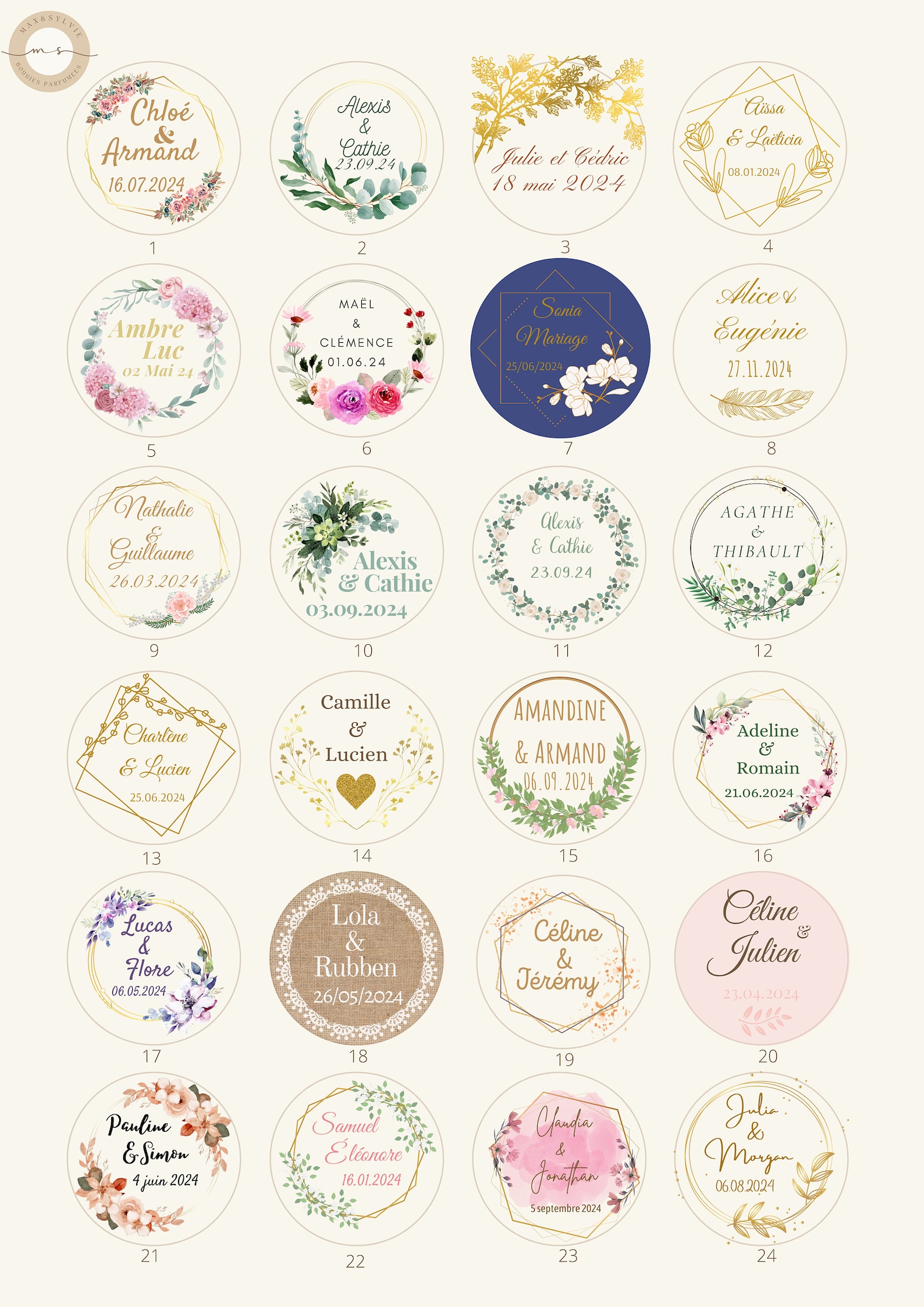 Etiquettes rondes autocollantes personnalisées mariage 35mm - Etsy France