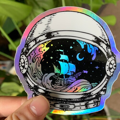 Astronaut Helmet Space Sticker Cool Holographic Space - Etsy