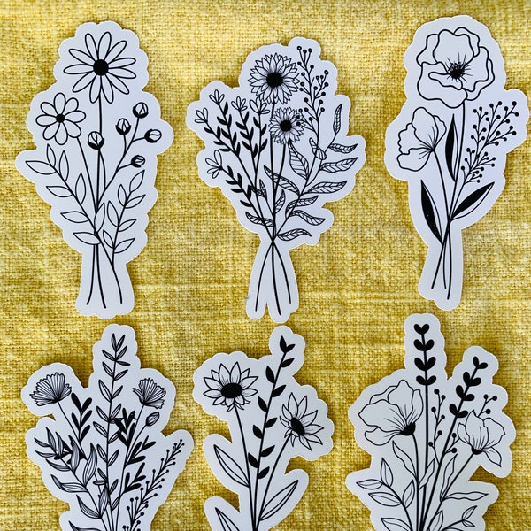 Black Flower Sticker - Etsy