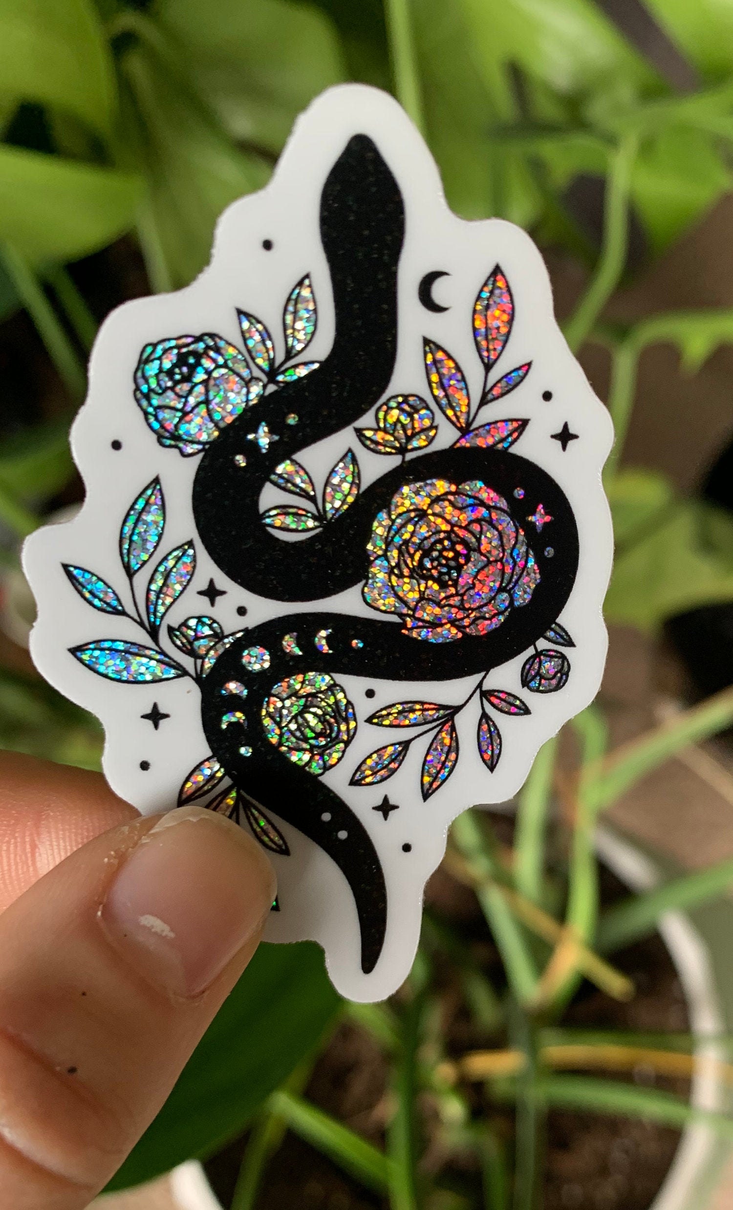 Holographic Glitter Snake Waterproof Sticker Water Bottle - Etsy