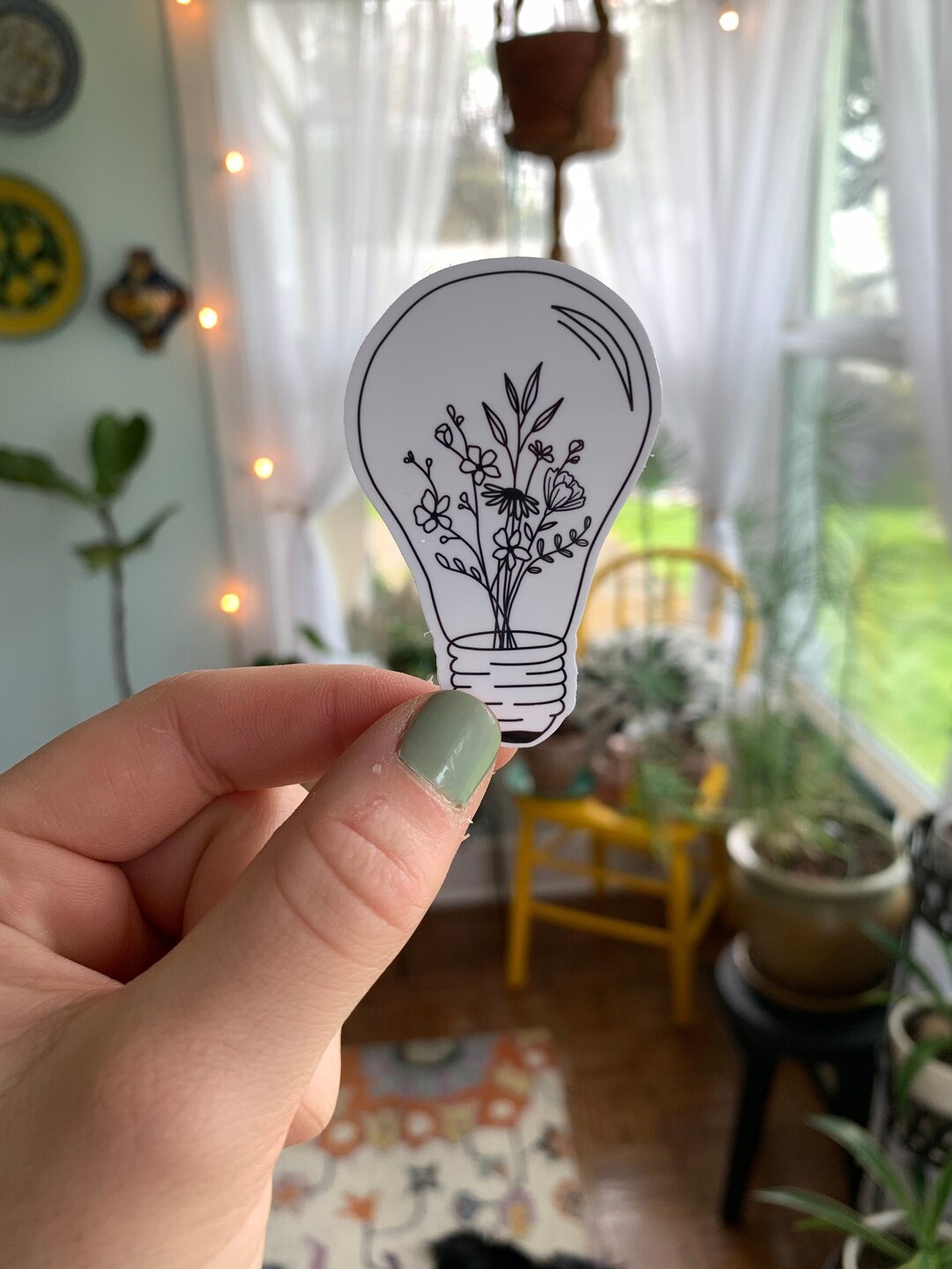 Flowers Lightbulb Waterproof Sticker - Etsy