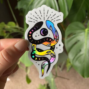 Holographic Celestial Snake Waterproof Sticker Rainbow Sticker Witchy ...