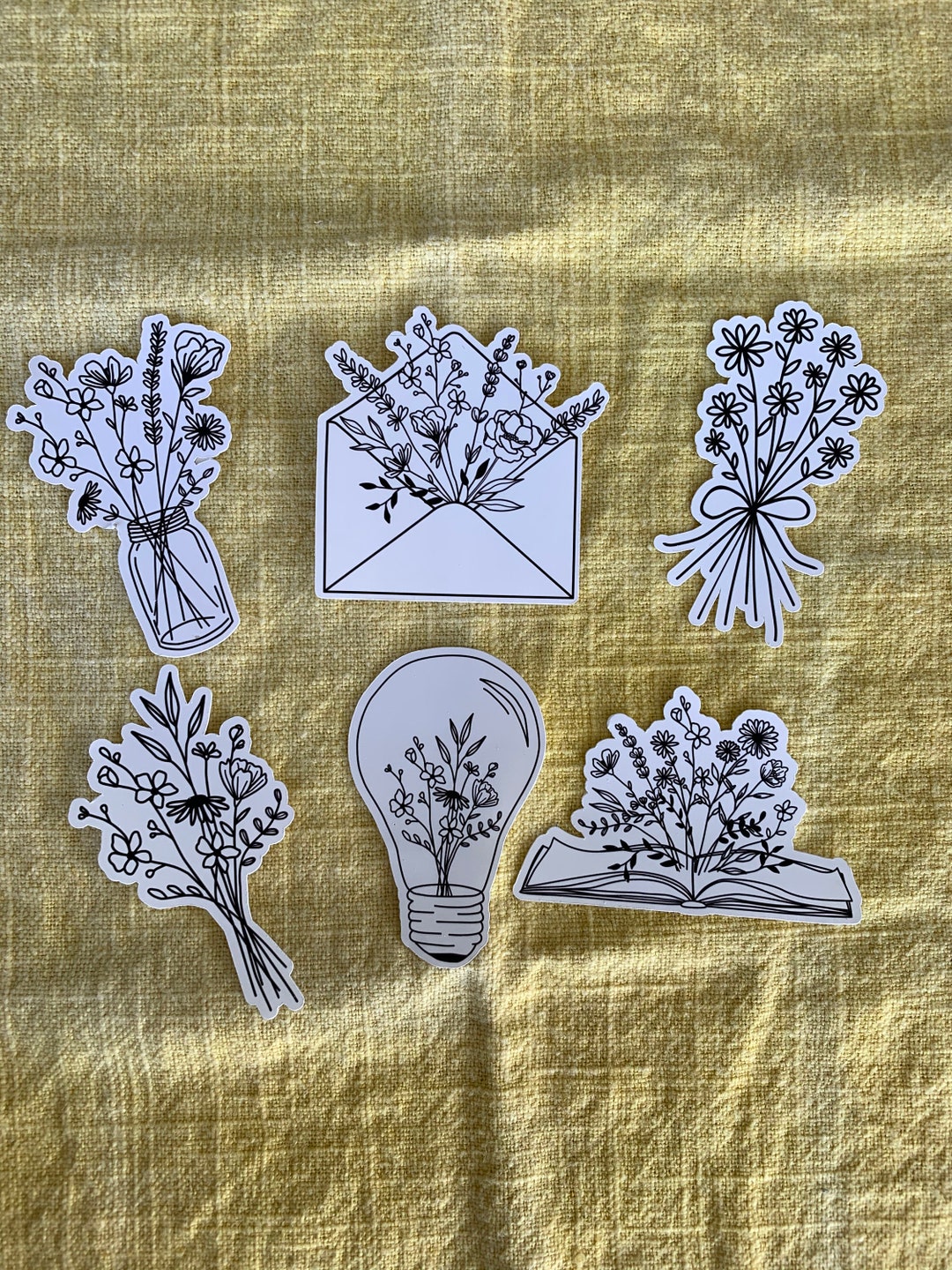 Flower Sticker Pack Black and White Journal and Planner Stickers - Etsy