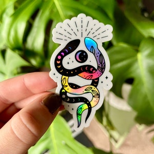 Holographic Celestial Snake Waterproof Sticker Rainbow Sticker Witchy ...