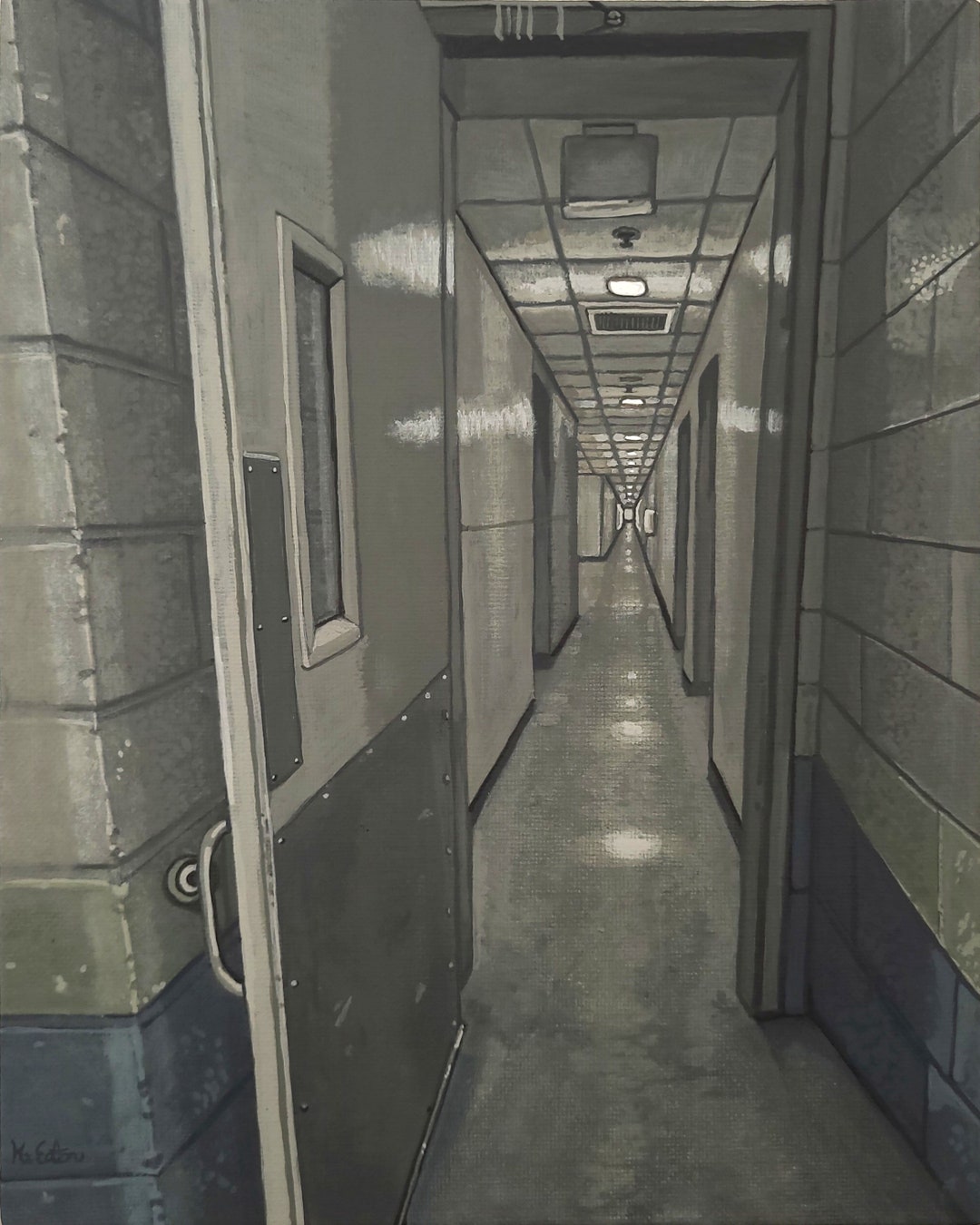 Liminal Backrooms, Signed, Acrylic, Canvas Board, Fine Art, Wall Decor, Original Art, Handmade ...