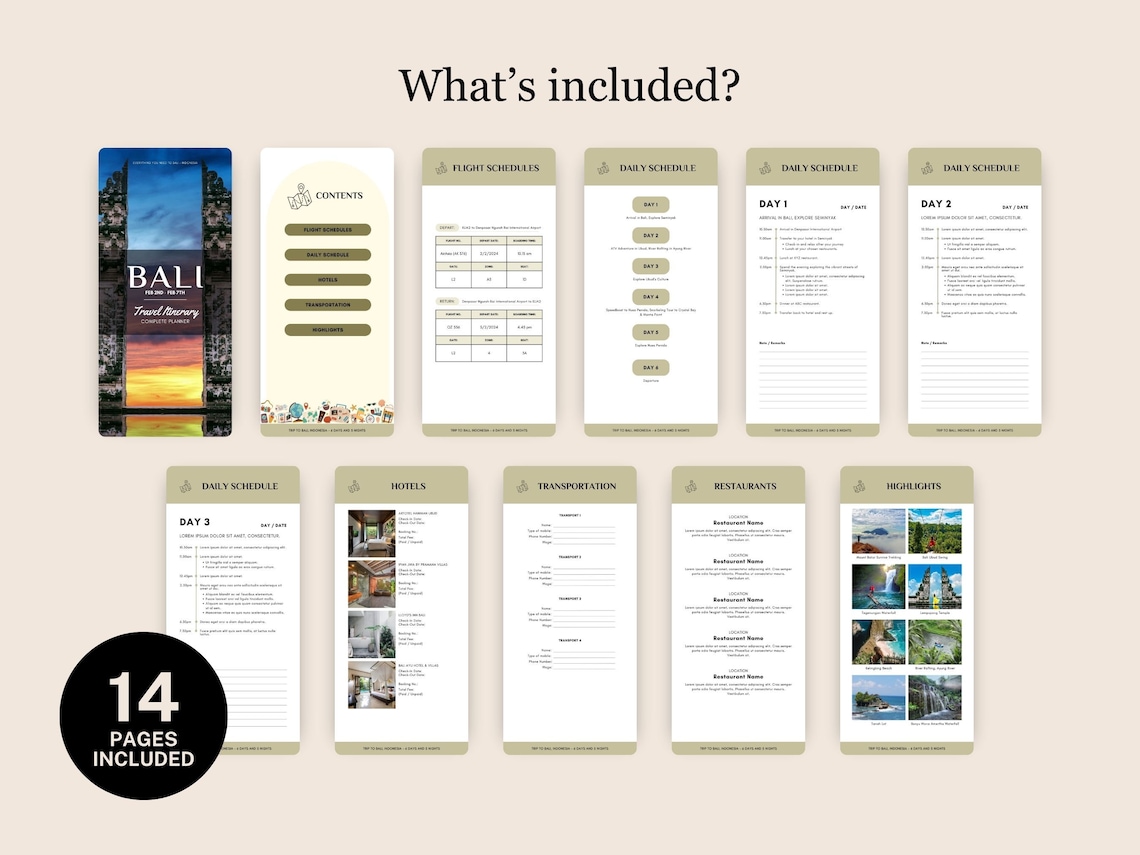 Editable Travel Itinerary as Digital Tourist Guide for Your Vacation ...