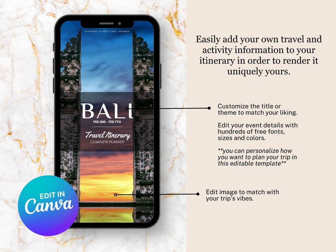 Editable Travel Itinerary as Digital Tourist Guide for Your Vacation ...