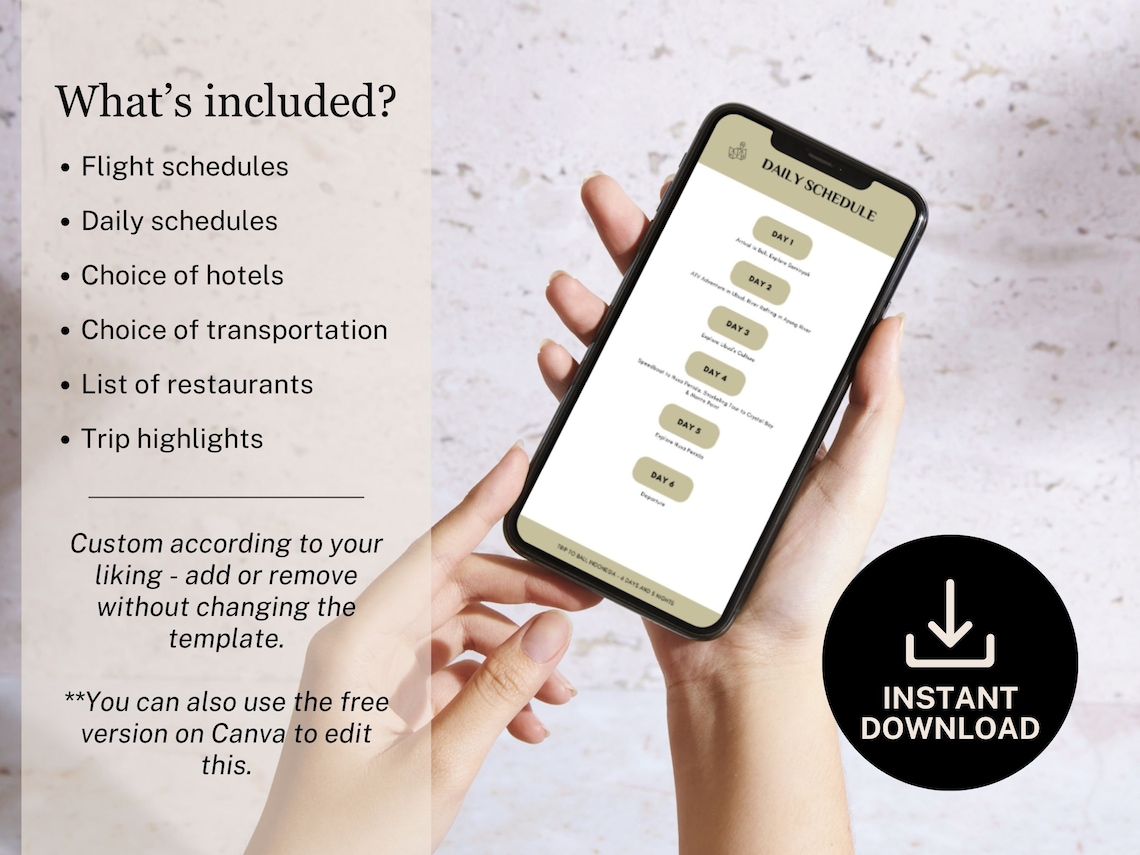 Editable Travel Itinerary as Digital Tourist Guide for Your Vacation ...