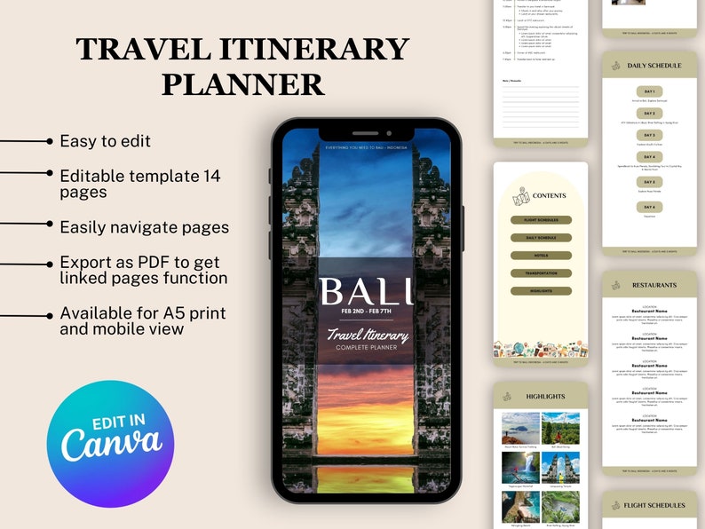 Editable Travel Itinerary as Digital Tourist Guide for Your Vacation ...