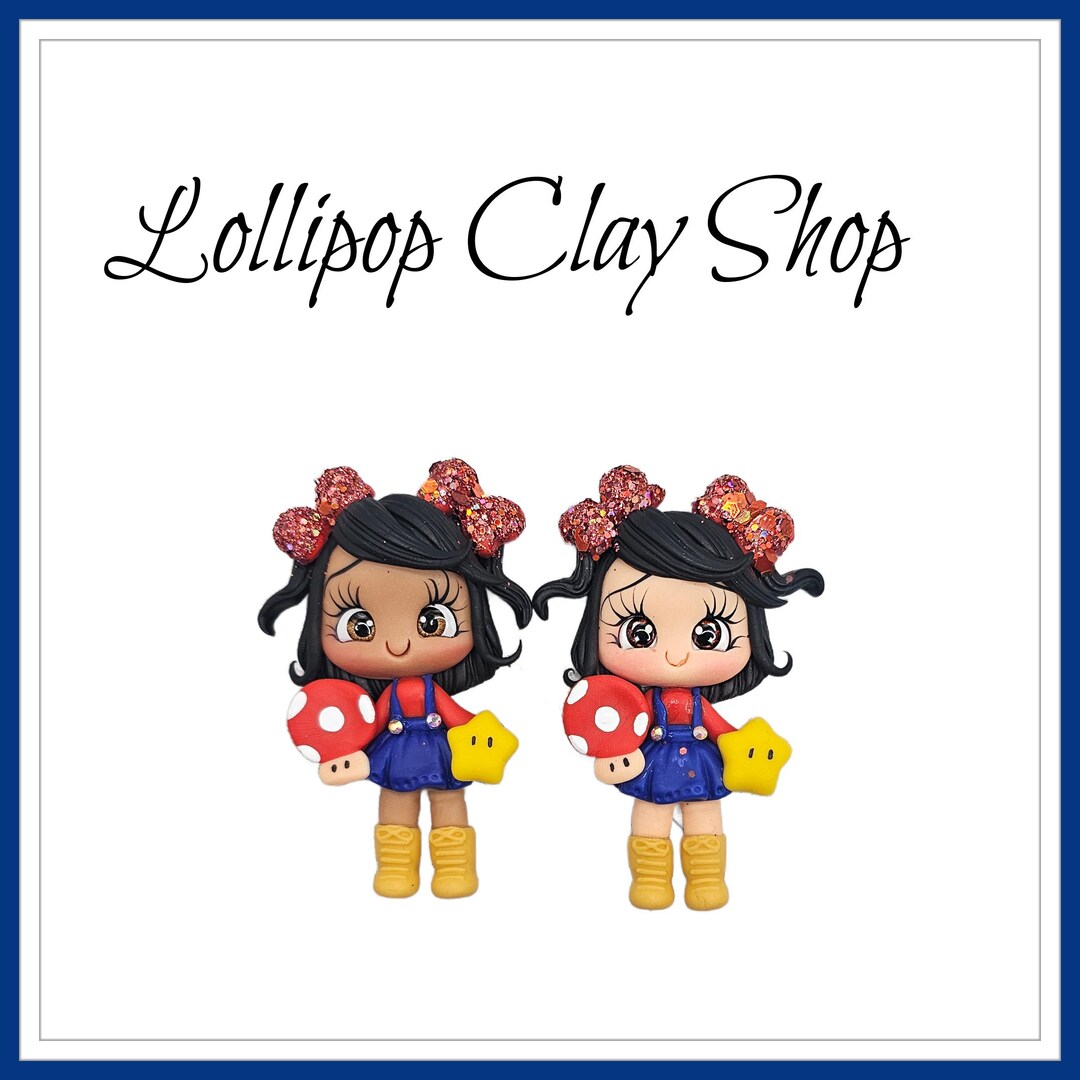 SET of Plumber Girls Clay Doll-polymer Clay Bow Center Clay Doll, Clay ...