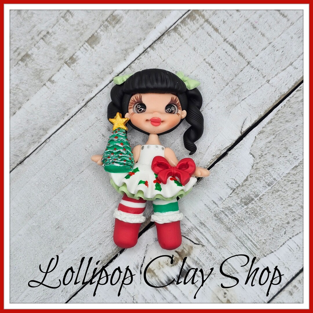 Christmas Girls for Bows-polymer Clay Bow Center Clay Doll, Clay Dolls ...