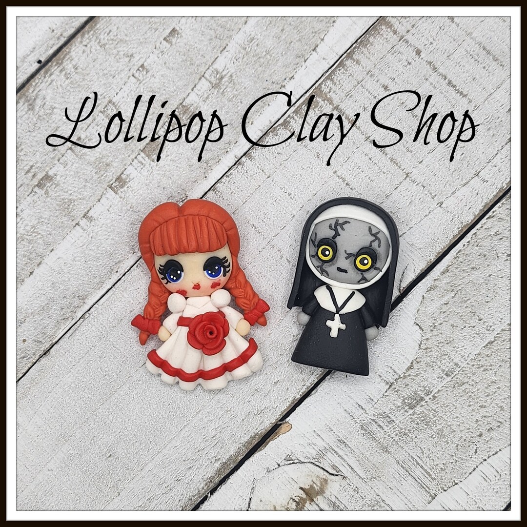 Nun Halloween Clay- Polymer Clay Bow Center Clay Doll, Clay Dolls, Bow ...