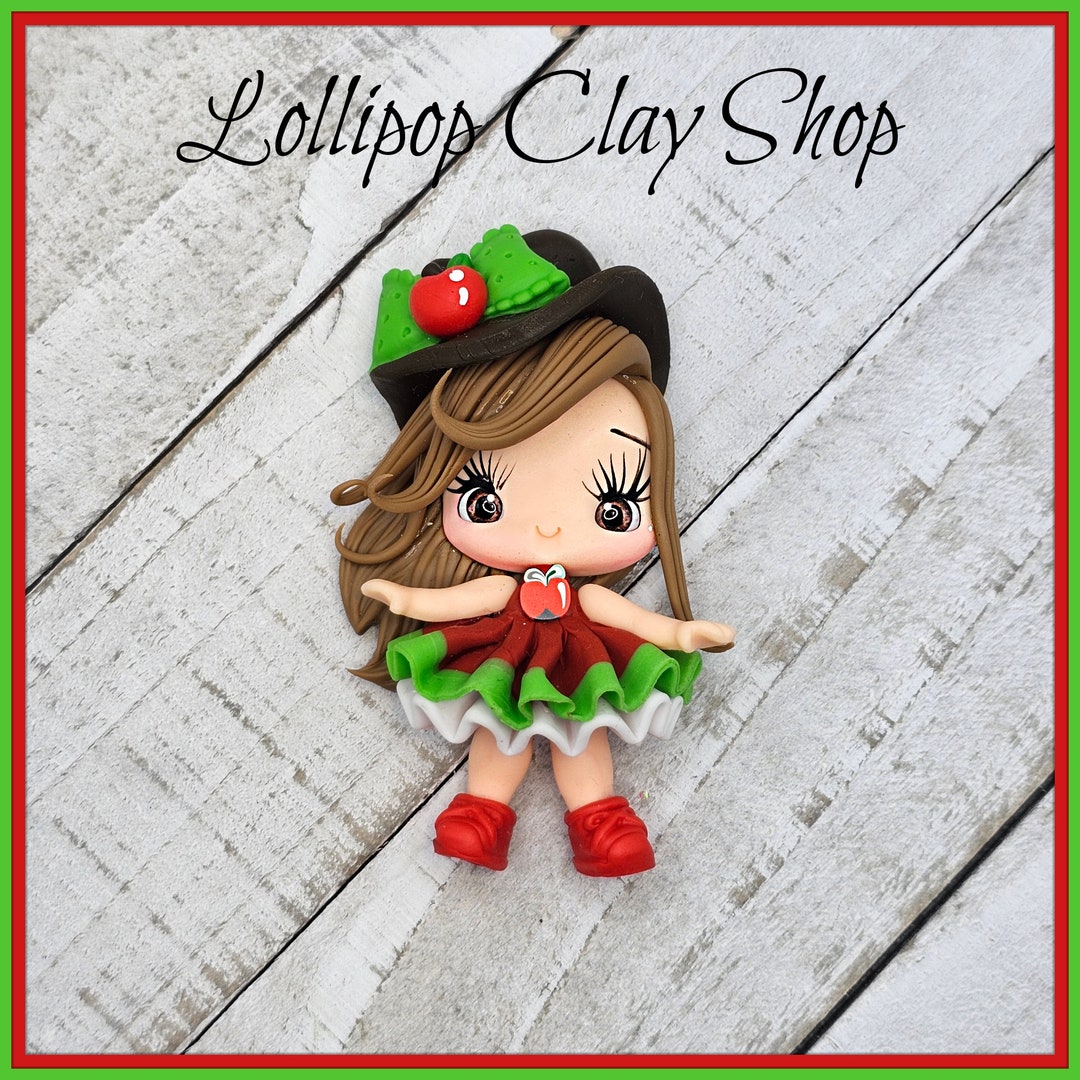 Apple Girl Clay Doll- Clays for Bows- Clay Doll, Clay Dolls, Bow ...