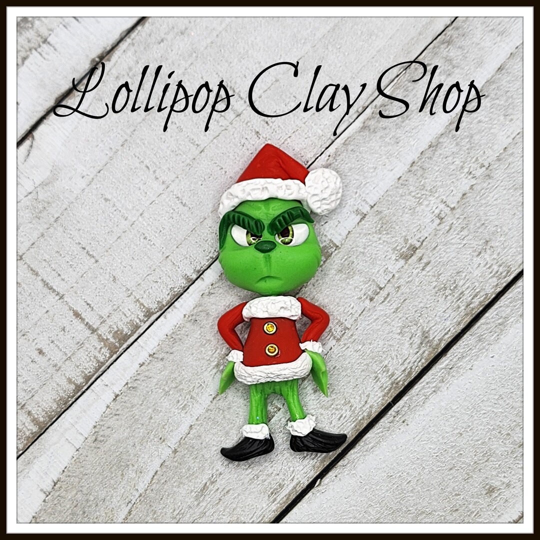 Green Monster - Polymer Clay Bow Center Clay Doll, Clay Dolls, Bow ...