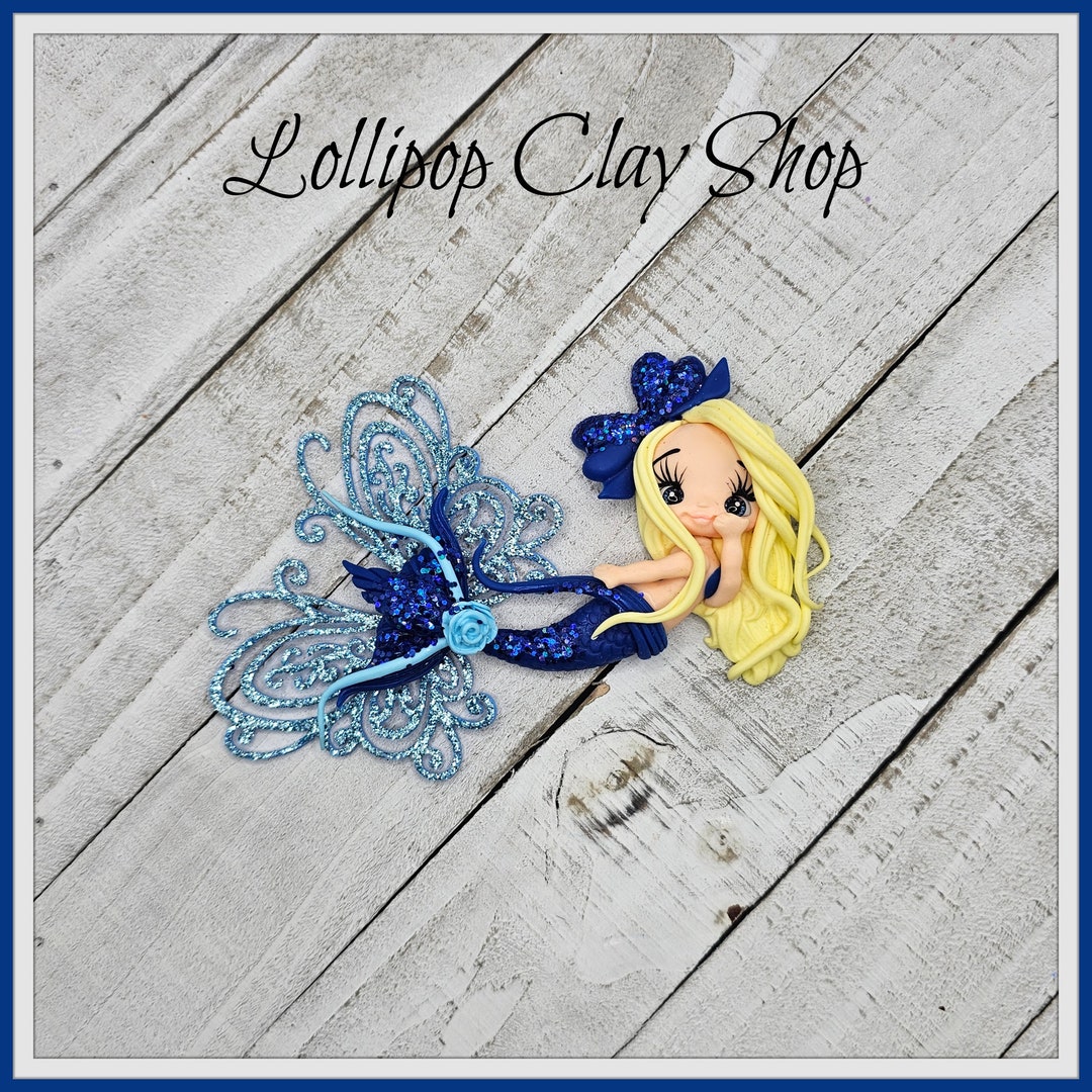 Beautiful Blue Mermaid Clays for Bows Clay Bow Center Clay Doll, Clay ...