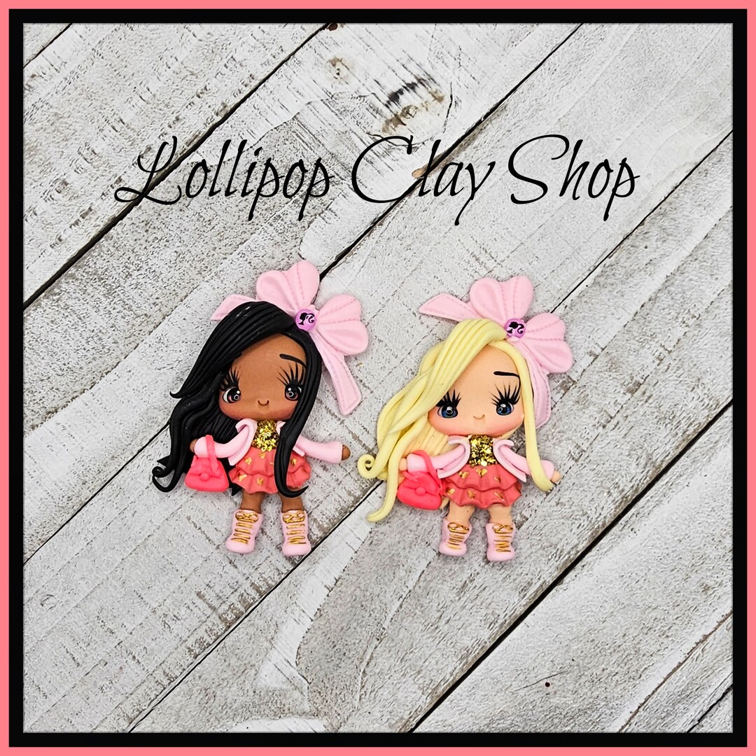 Pink Doll Clay Bow Embelisshment - Clays for Bows- Clay Doll, Clay ...
