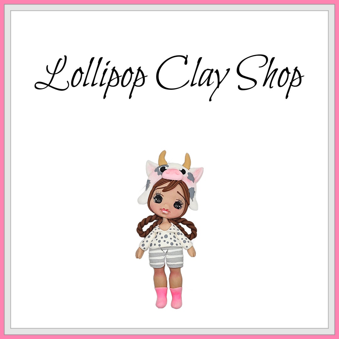 Cow Print Clay Dolls Clays for Bows Clay Bow Center Clay Doll, Clay ...